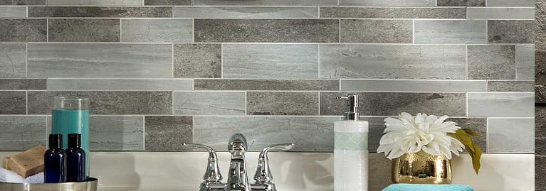 Aspect Peel and Stick Backsplash Tiles in Glass, Stone and Metal